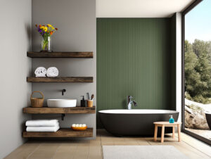 Sage Green Slat Wall Panel - Decorewall Vari Slat Sage